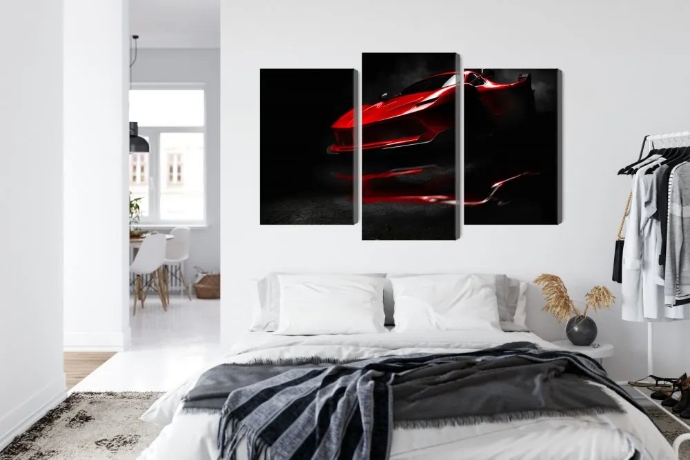 Vícedílný obraz Červené Sportovní Auto 3D Nedostatek Nedostatek Plátno Canvas 120x80
