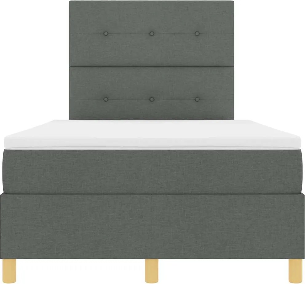 Postel s boxspringem s čelo Tmavě šedá 120 x 190 cm textil 3339603