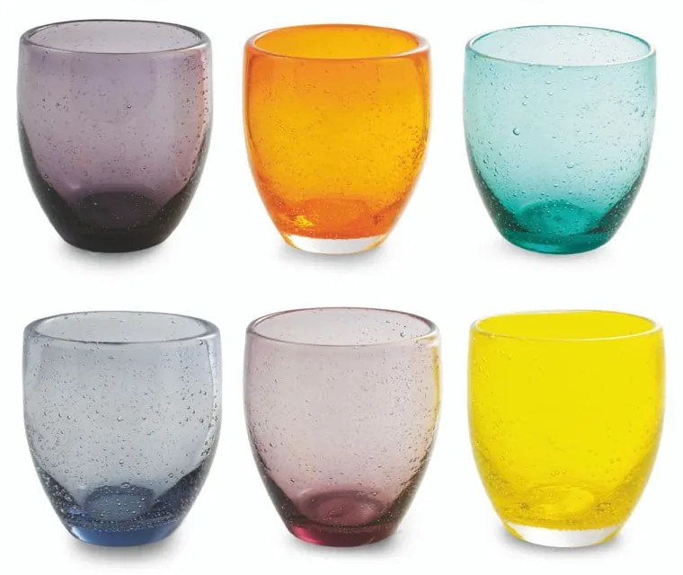Sada 6 barevných skleniček z foukaného skla Villa d'Este Cascina, 280 ml