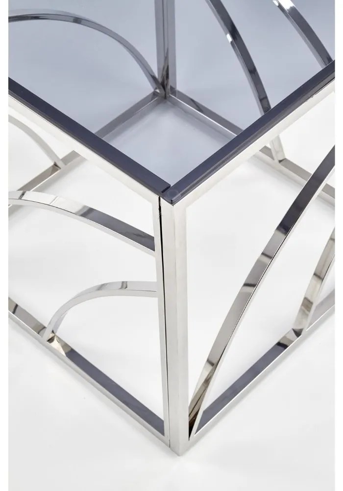 Konferenční stolek Universe čtvercový, čirá / stříbrná