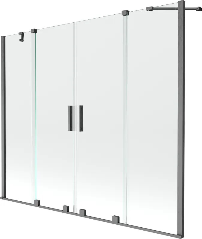 Mexen Velar Duo, 2-křídlová posuvná vanová zástěna 200 x 150 cm, 8mm čiré sklo, grafitový matný profil, 896-200-000-02-66