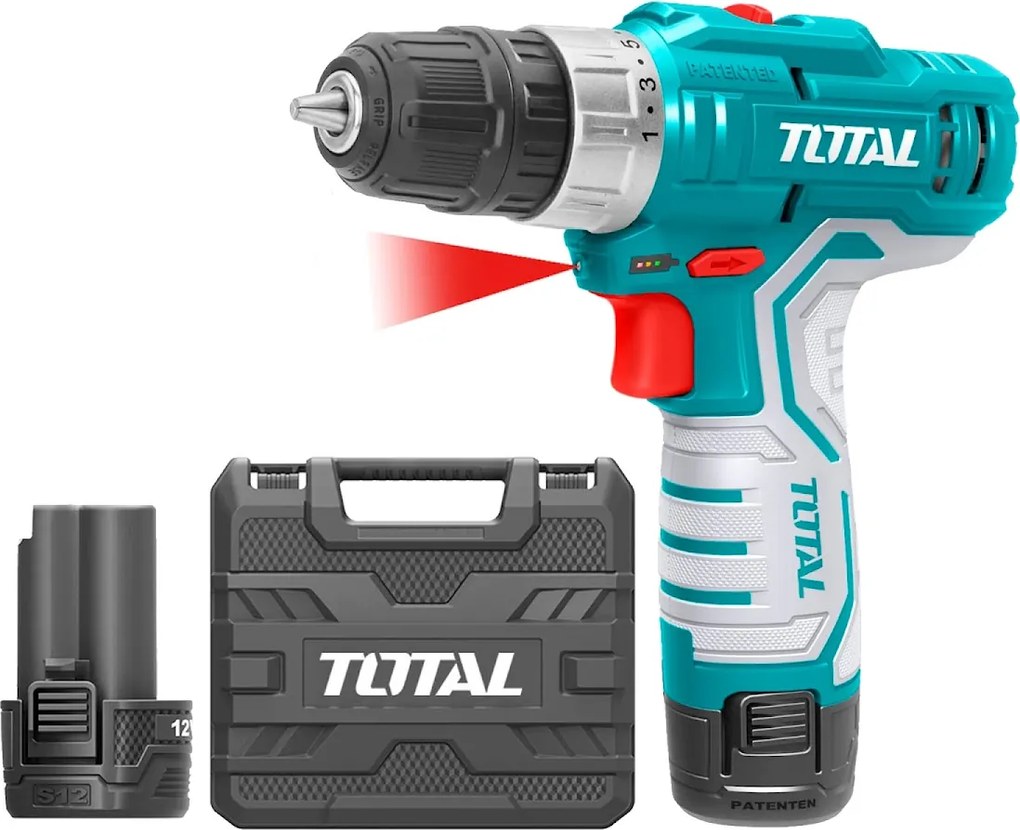 Vrtací šroubovák AKU, 12 V Li - ion (2x), 1500 mAh TOTAL TDLI1232