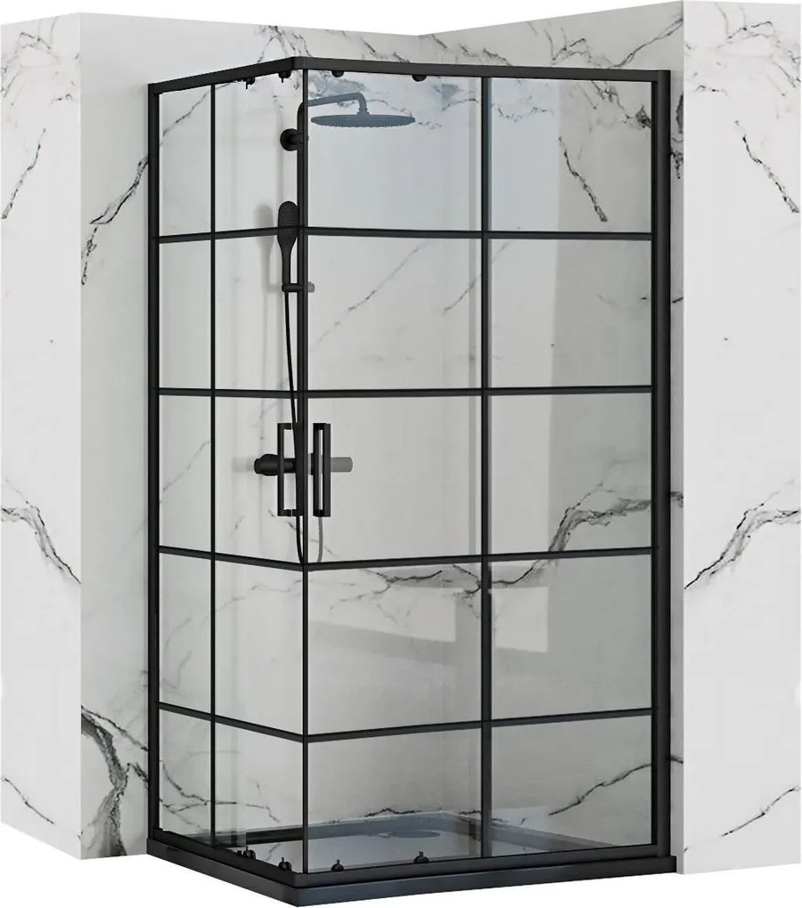 Obdélníkový sprchový kout REA CONCEPT 80x100 cm, černý/transparent - bez vaničky