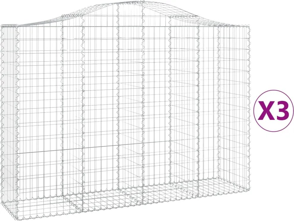 Klenuté gabionové koše 3 ks 200x50x140/160cm pozinkované železo 3145683