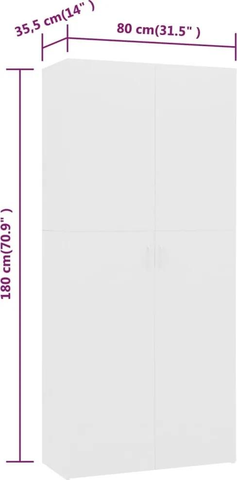 vidaXL Botník 80 x 35,5 x 180 cm kompozitní dřevo [800288] Barva: bílá s vysokým leskem