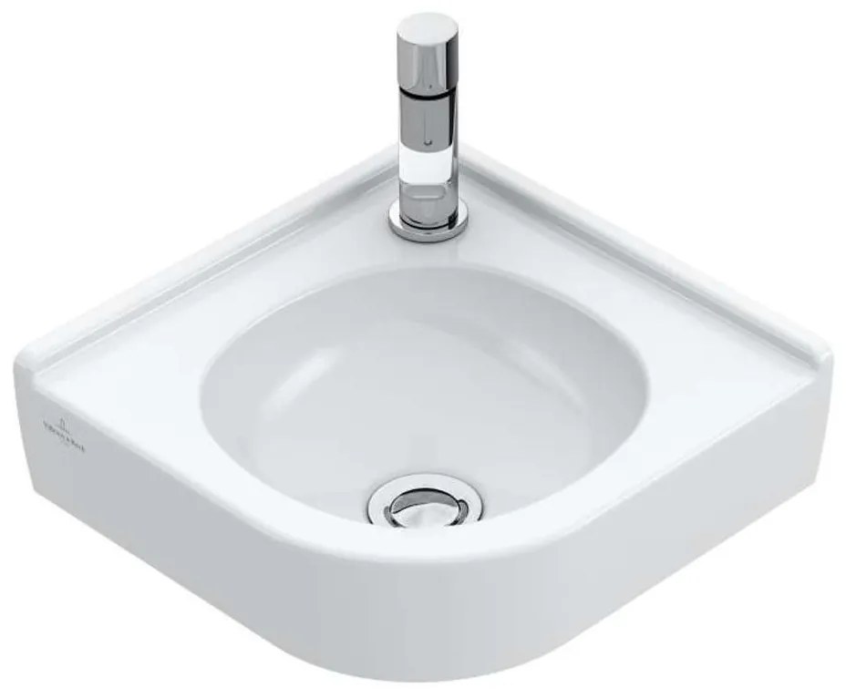 Villeroy & Boch O.novo - Umývátko rohové 32x32 cm, bez přepadu, 1 otvor pro baterii, CeramicPlus, alpská bílá 731033R1