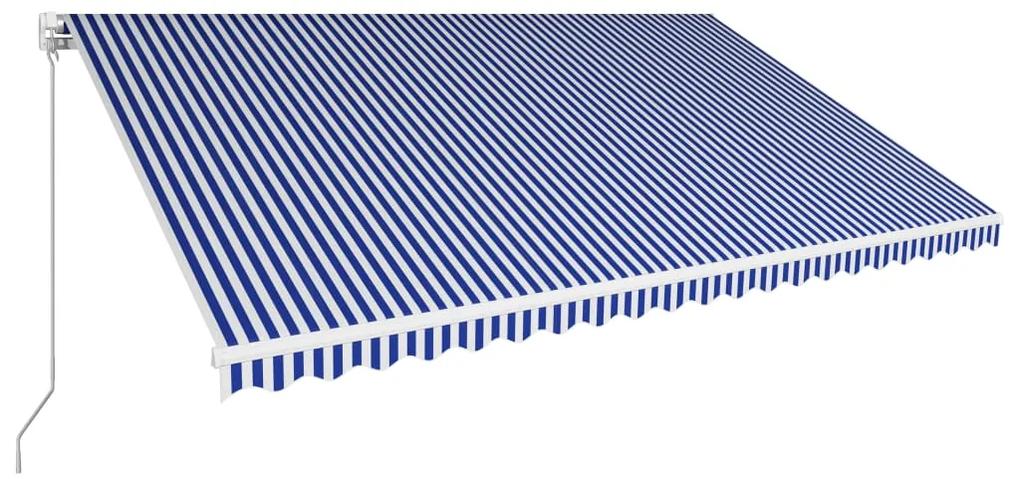 Ručně zatahovací markýza 500 x 300 cm modrobílá,  3051220