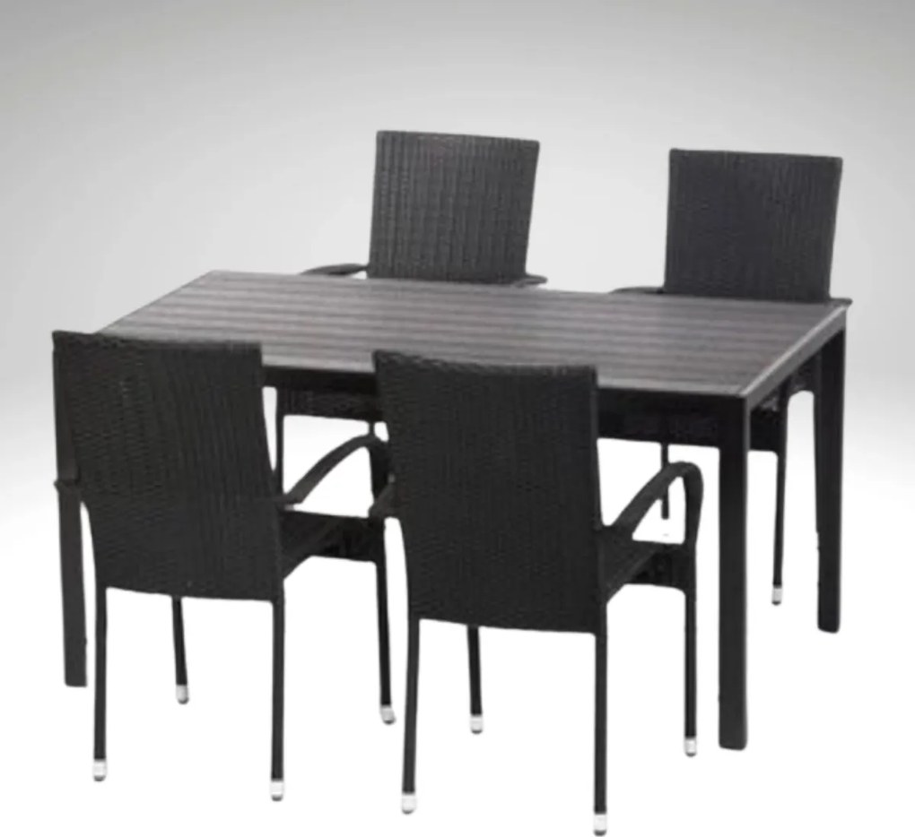 Vikio Zahradní ratanový set 140x80 pro 4 osoby DT255 antracit
