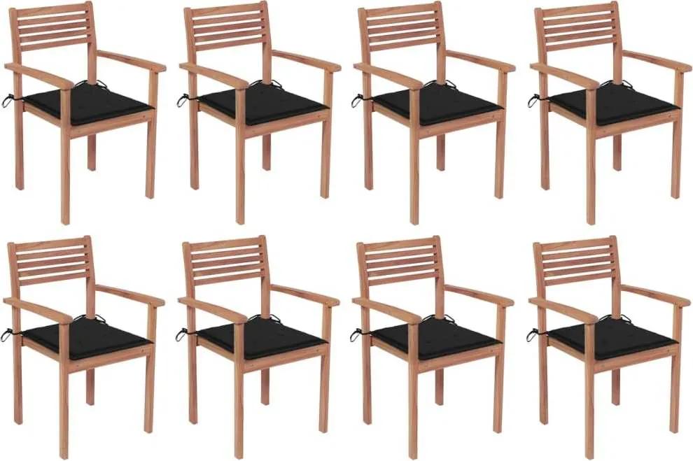 vidaXL Stohovatelné zahradní židle s poduškami 8 ks masivní teak [3072601] Barva: krémová