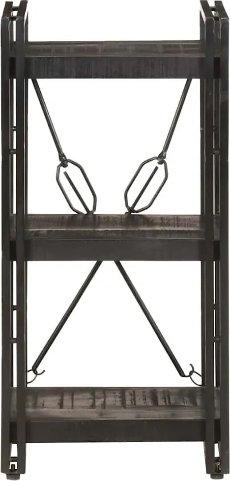 Knihovna se 3 policemi černá 40 x 30 x 80 cm masivní mangovník 320625