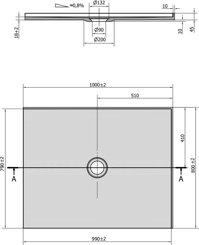 Polysan MIRAI 100 x 80 cm sprchová vanička obdélníková z litého mramoru 73170 pravá