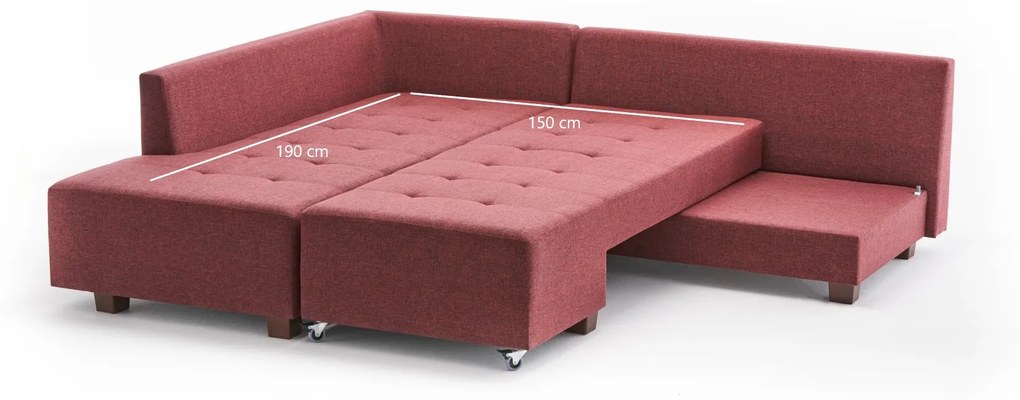 Atelier del Sofa Rohová sedací souprava Manama Corner Sofa Bed Left - Claret Red, Červená