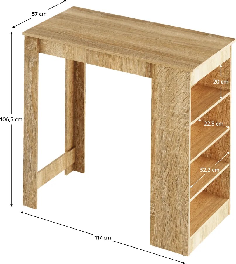 Barový stůl, dub sonoma, 117x57 cm, Austen