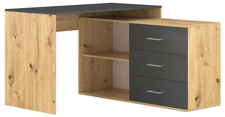 Psací stůl se zásuvkami a univerzálním rohem P/L JULES dub artisan/antracit 5904804550462