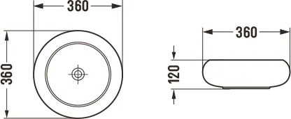 Mexen Lola umyvadlo na desku 36 x 36 x 12 cm, černá matná, 22213685
