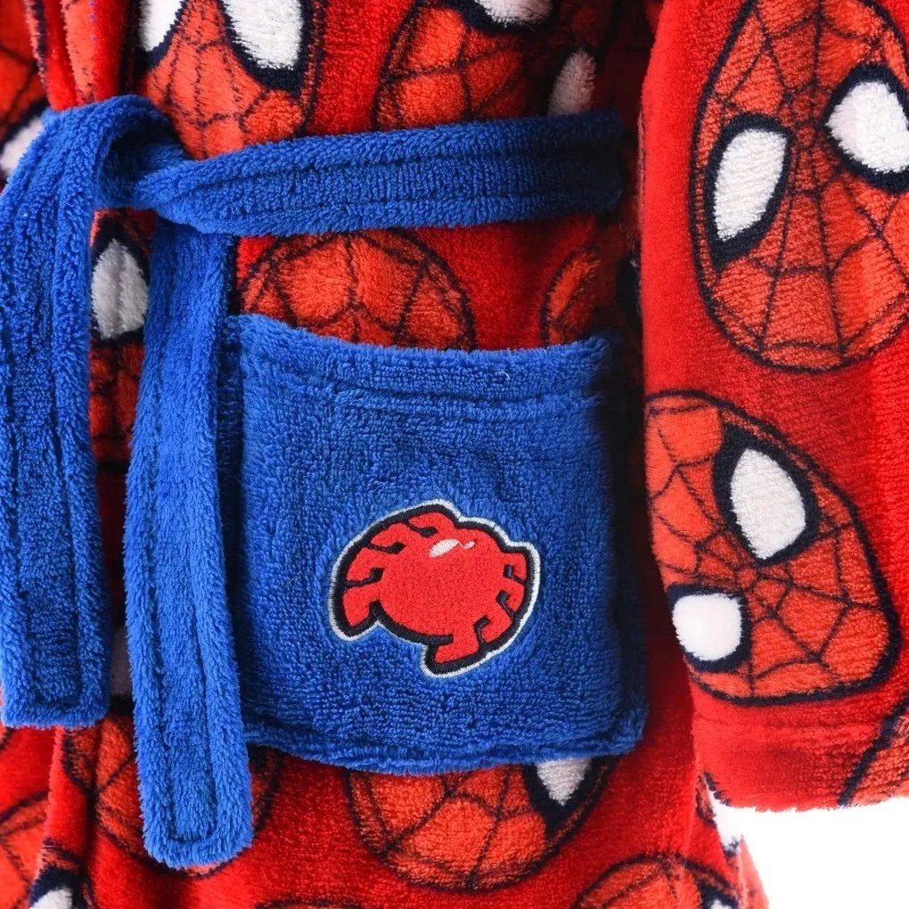 Dětský fleece župan s modrou kapucí Spiderman, EU 104