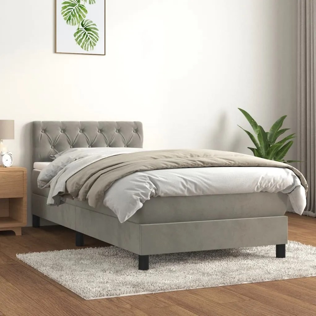 Box spring postel s matrací světle šedá 80 x 200 cm samet 3141449