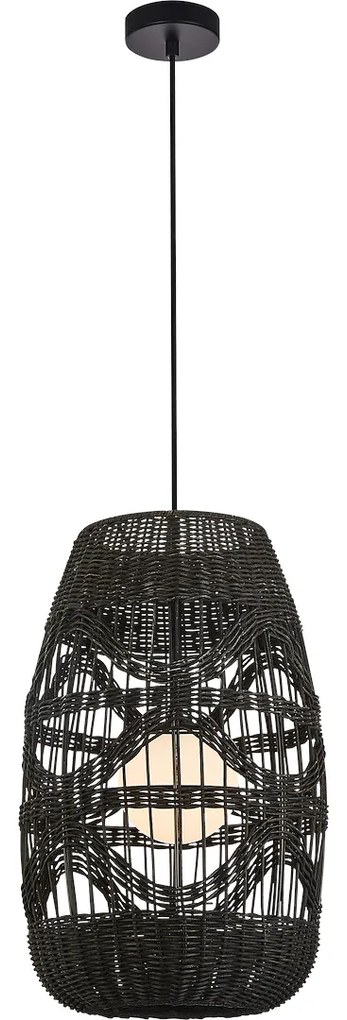 Závěsné svítidlo Arona, 1x černé ratanové stínítko, (fi 25cm), b