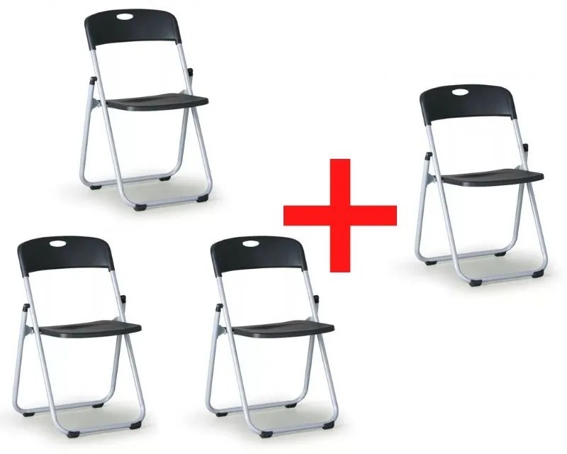 Skládací židle CLACK 3+1 ZDARMA, černá