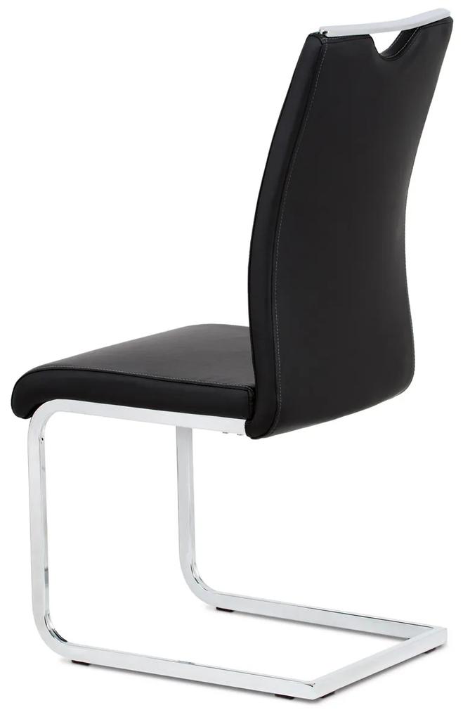 Jídelní židle černá koženka / chrom Autronic DCL-411 BK