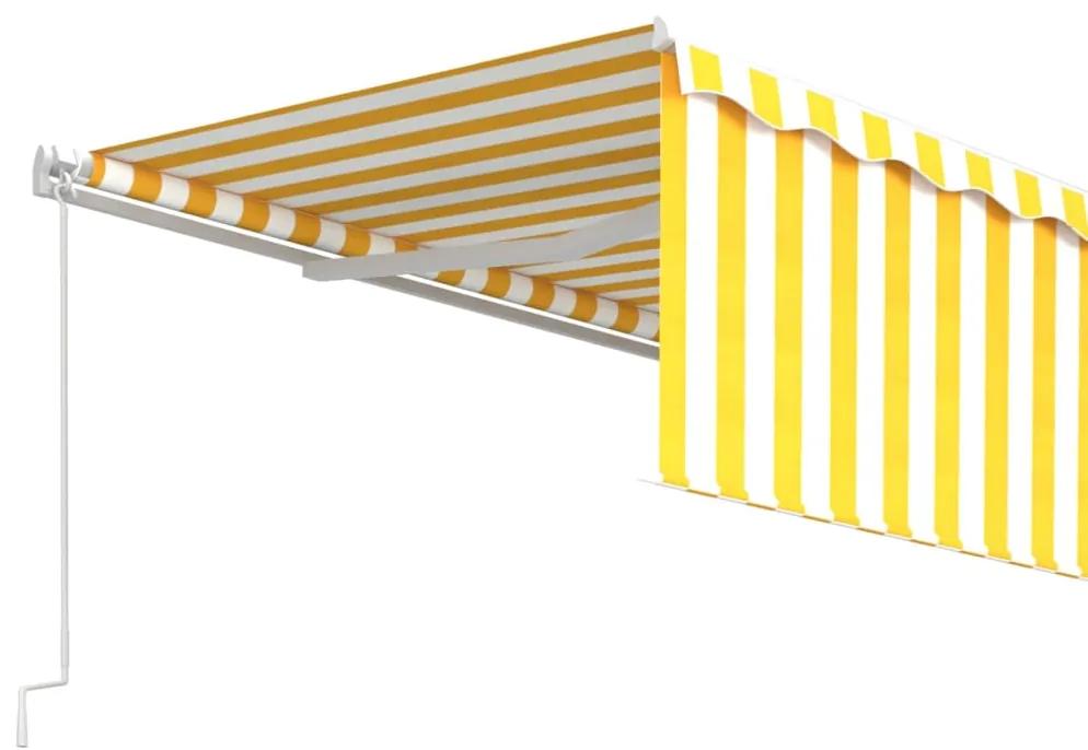 Ručně zatahovací markýza s roletou 5 x 3 m žlutobílá,  3069338