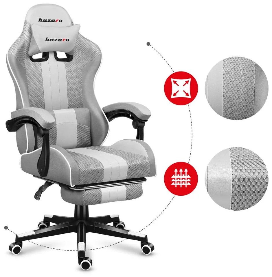 Huzaro Herní židle Force 4.7 s výsuvnou podnožkou - Bílá