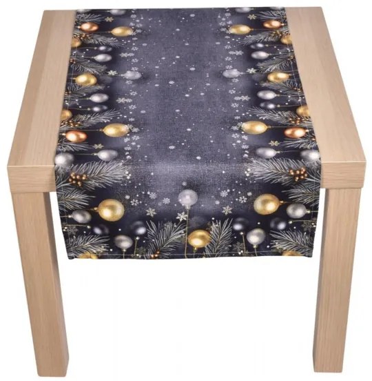 Forbyt Vánoční ubrus Jehličí a baňky 40x140 cm