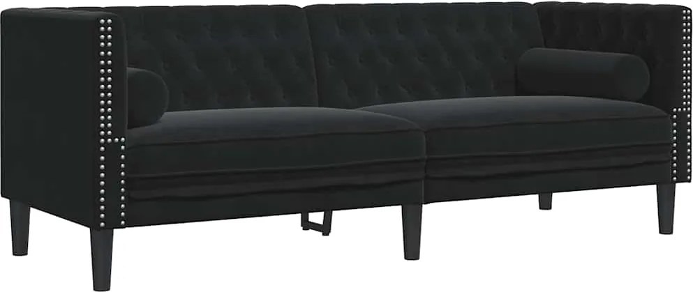 2dílná sedací souprava Chesterfield s podhlavníky černá samet 3209296