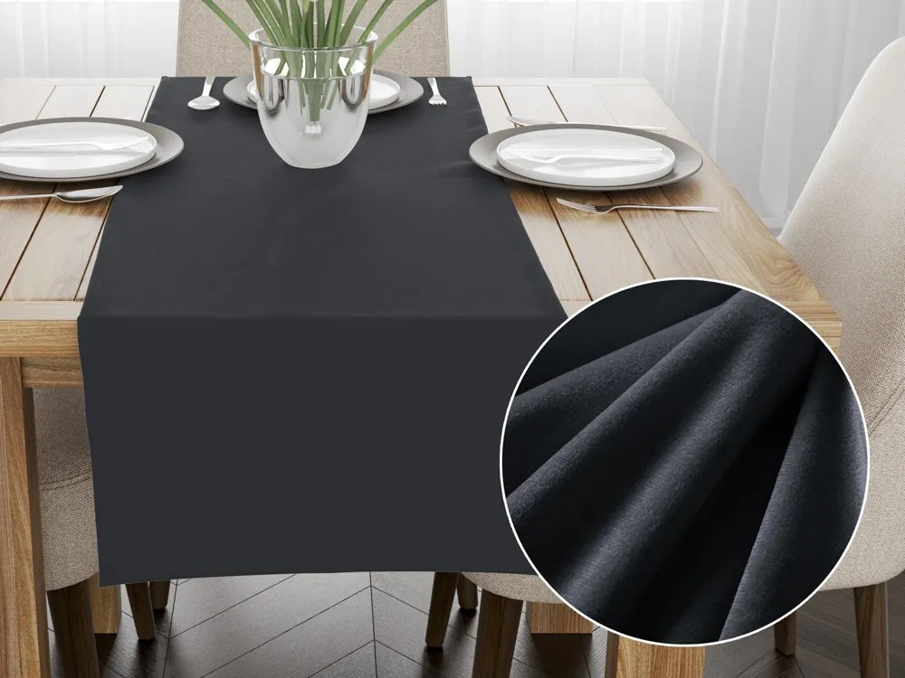 Biante Sametový běhoun na stůl Velvet Premium SVP-004 Antracitově šedý 35x140 cm