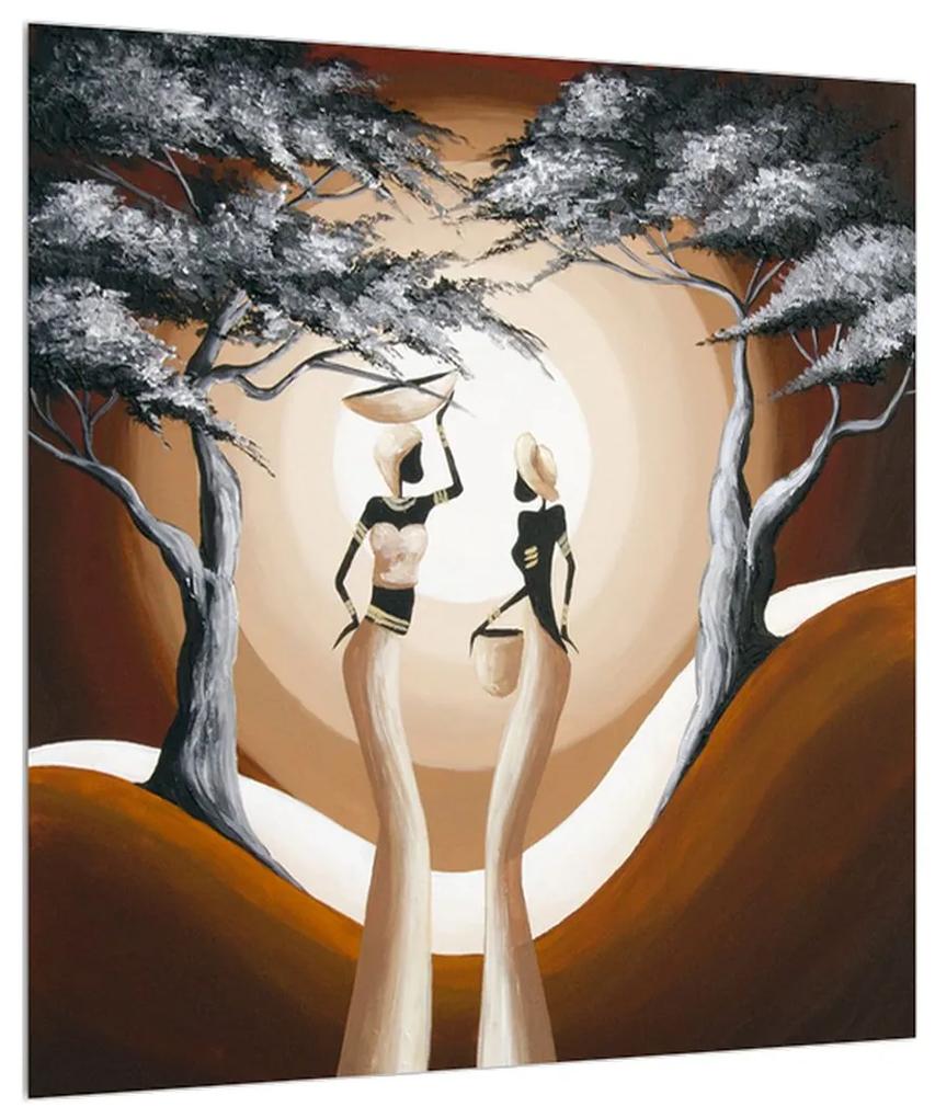 Orientální obraz dvou žen a stromu  (40x40 cm)