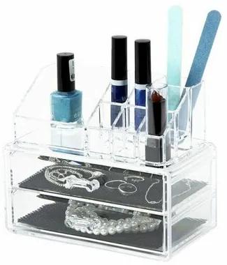 Organizér na kosmetiku Compactor – 2 zásuvky, horní úložný díl, čirý plast