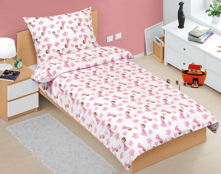 Bellatex Povlečení bavlněné 140x200, 70x90 cm Princezna růžová