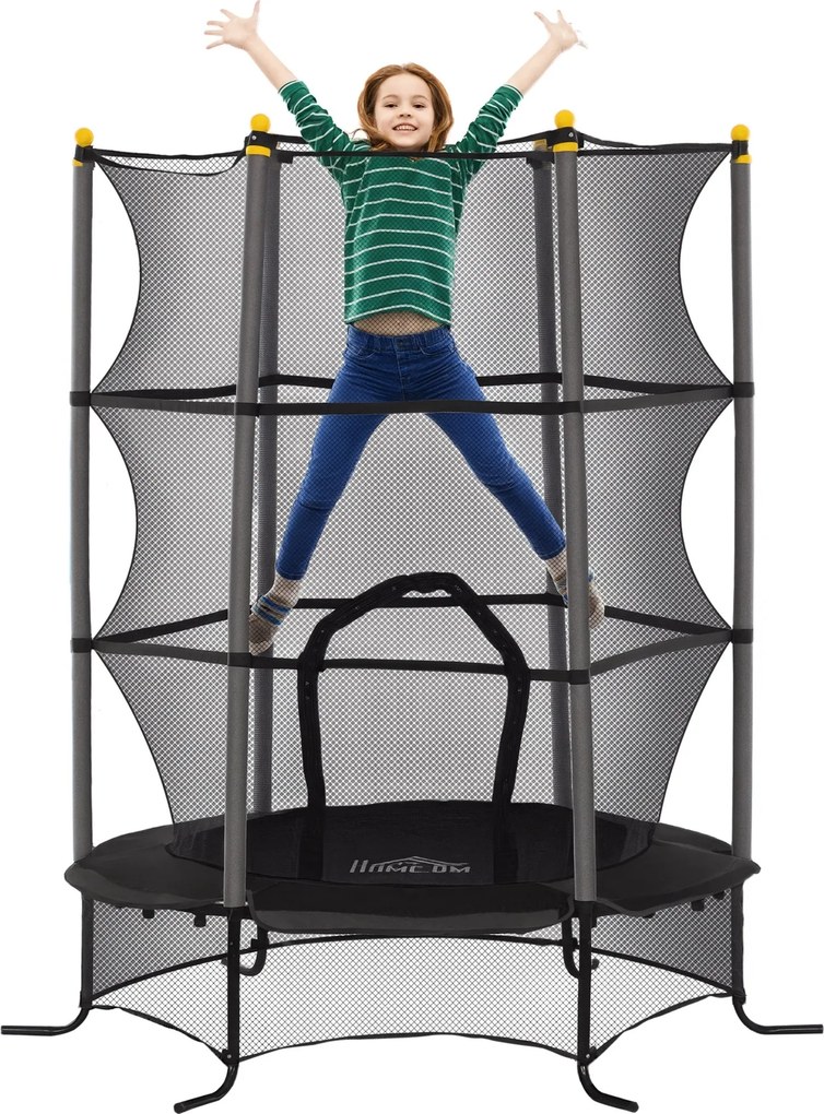 HOMCOM Dětská trampolína Ø163x190 cm pro děti od 3 let se síťkou a ocelovým rámem, nosnost 50 kg, pro vnitřní i venkovní použití | Aosom