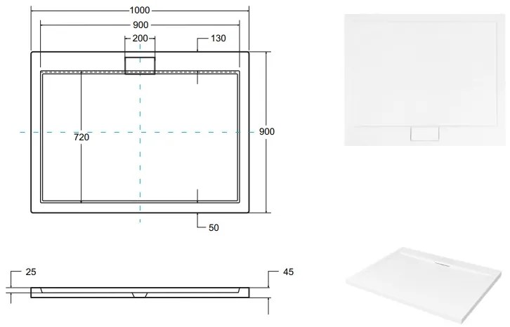 Besco Axim UltraSlim obdélníková sprchová vanička Rozměr vaničky: 100x80cm