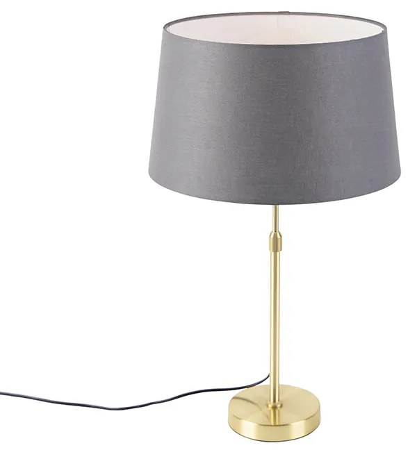 Stolní lampa zlatá / mosaz s odstínem lnu šedý 35 cm - Parte