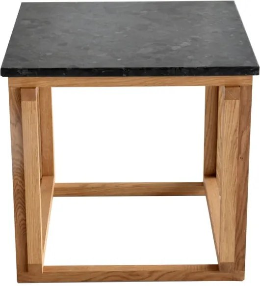 Černý žulový odkládací stolek s podnožím z dubového dřeva RGE Accent, šířka 50 cm