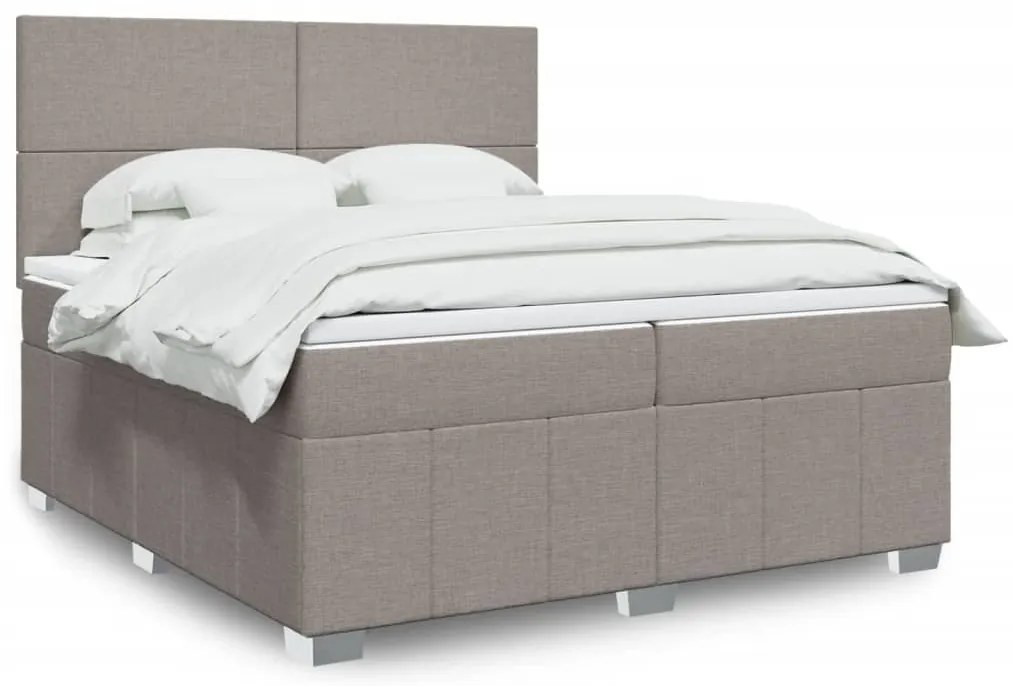 Box spring postel s matrací taupe 200x200 cm textil