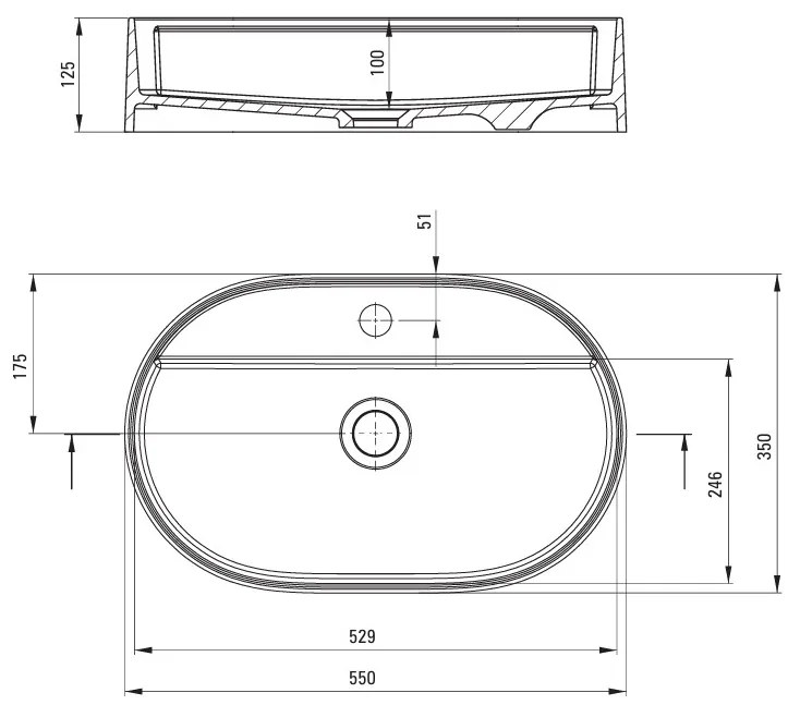 Deante Silia, granitové umyvadlo na desku 550x350x125 mm, šedá metalíza, DEA-CQS_SU6B