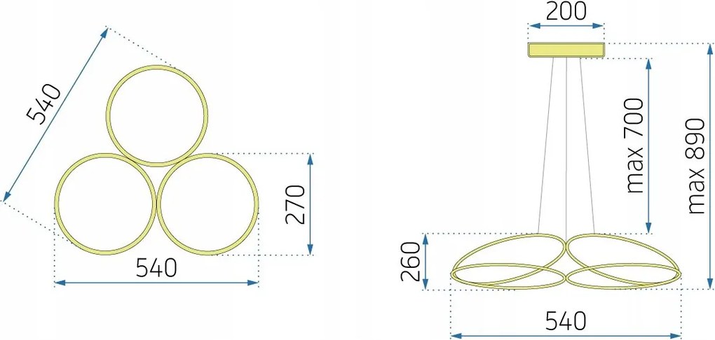 Toolight - LED závěsné svítidlo APP793-CP + dálkové ovládání, černá, OSW-04020