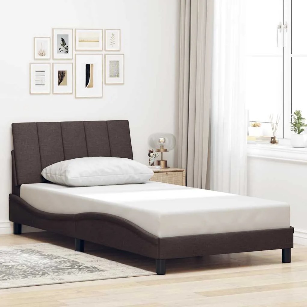 Rám postele bez matrace Hanko tmavě hnědá 100 x 200 cm textil 3310443
