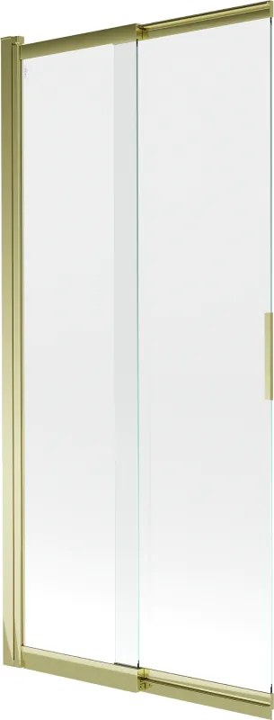 Mexen Fox, 2-křídlová vanová zástěna 85x150 cm, 5mm čiré sklo, zlatý lesklý profil, 891-085-002-50-00