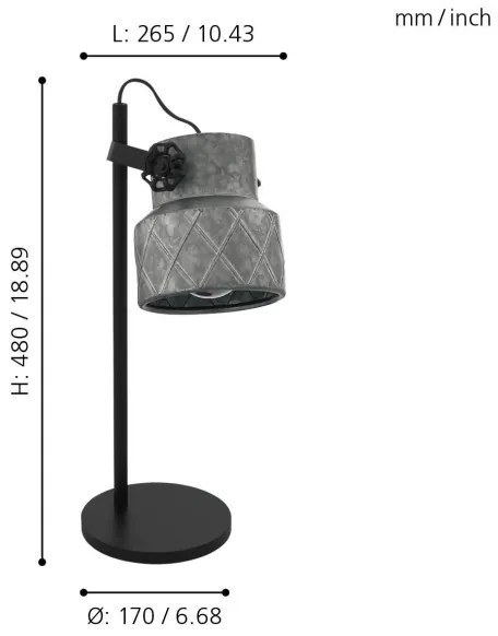 Eglo 39857 - Stolní lampa HILCOTT 1xE27/40W/230V
