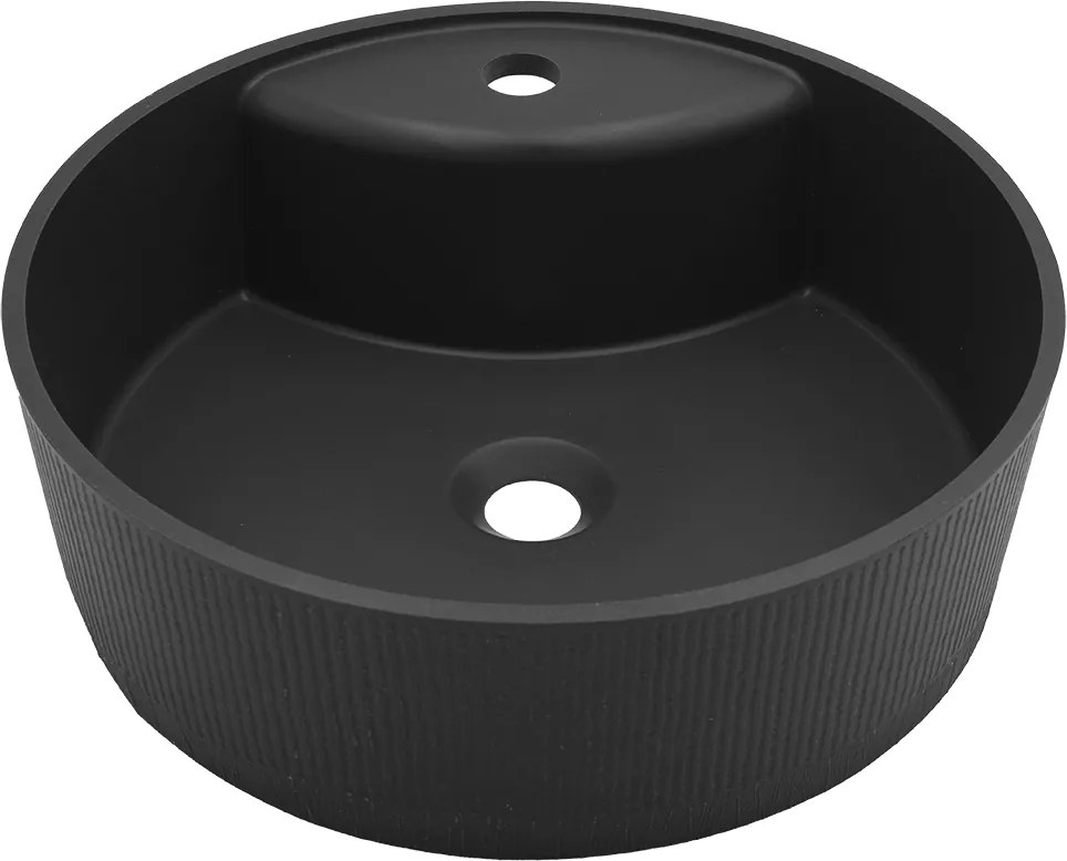 Laveo Cliff, granitové umyvadlo na desku 430x430x142 mm, černá, LAV-VGC1710T