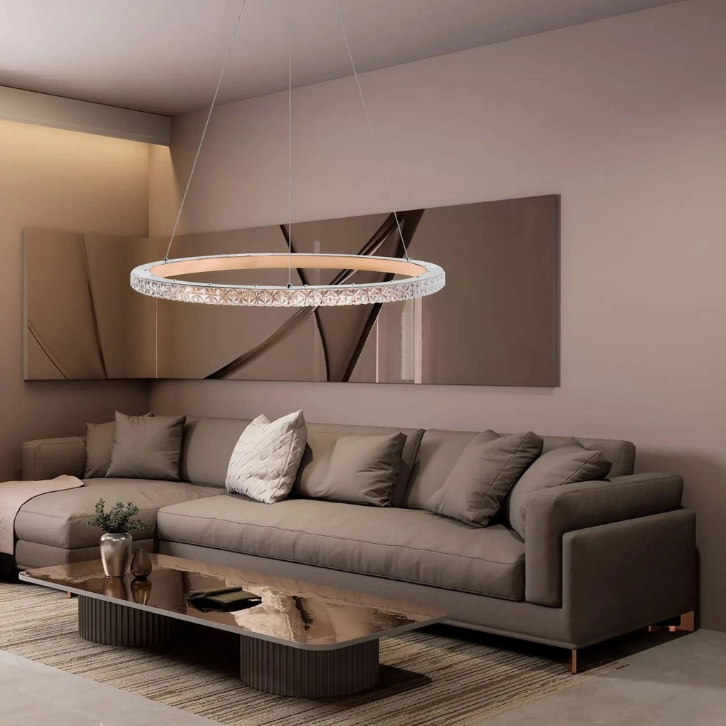 Toolight Závěsné LED osvětlení Crystal LE4 MS009-CP růžová zlatá 59 cm