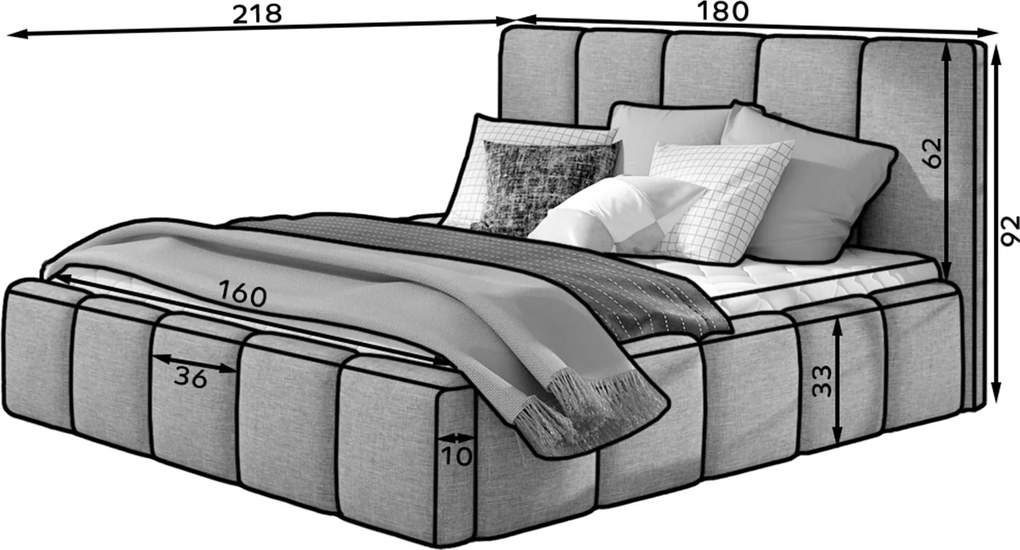 Eltap Čalouněná postel Edvige s úložným prostorem - plynový zvedák Materiál a barva potahu: Berlin 03 - béžová, Rozměr: 180x200