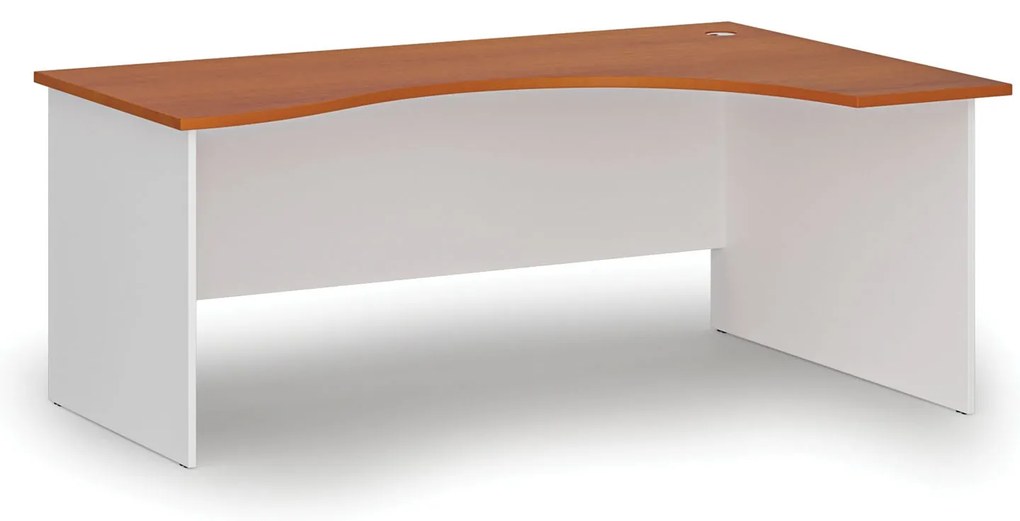 Ergonomický kancelářský psací stůl PRIMO WHITE, 180x120 cm, pravý, bílá/třešeň