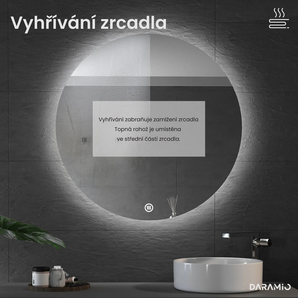 Obloukové zrcadlo do koupelny s LED osvětlením G9