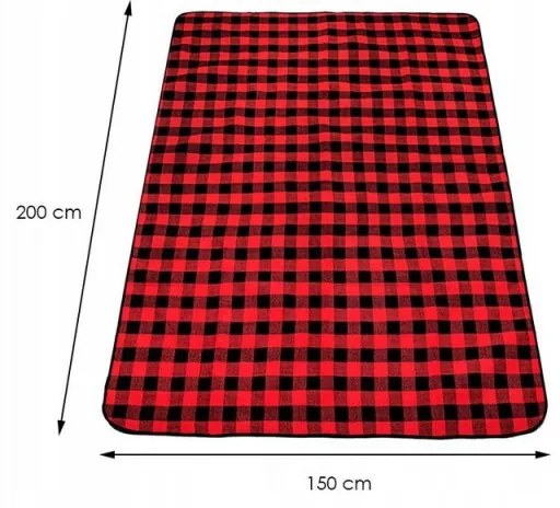 SPRINGOS Pikniková deka 200x150 cm, černo-červená SPRINGOS RETRO PM029-XG