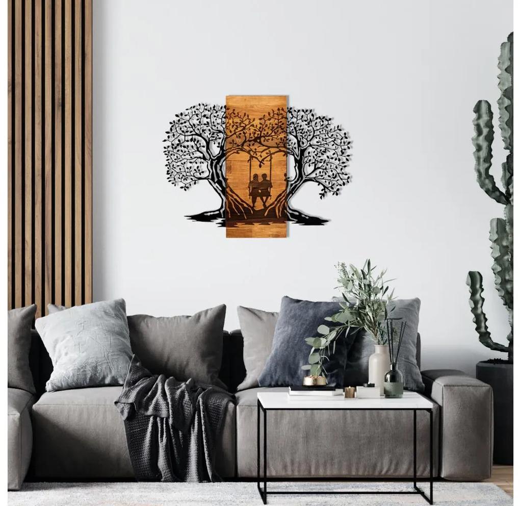 Asir Nástěnná dekorace 76x58 cm stromy dřevo/kov AS1648