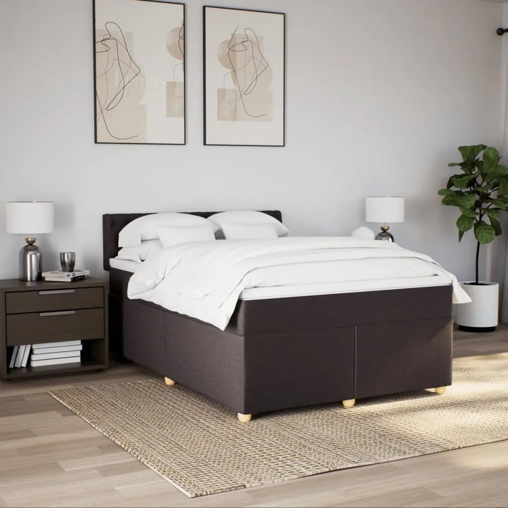 Box spring postel s matrací tmavě hnědá 160x200 cm textil 3289041
